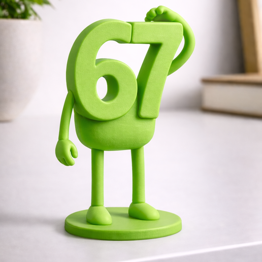 🪞 67 Number Figurine STL – Cute Standing Character with Friendly Pose ...