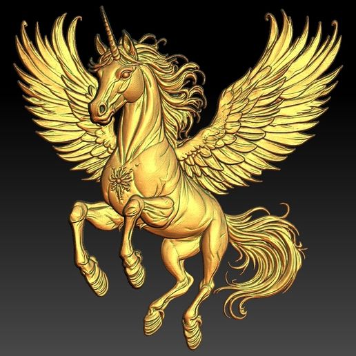 🦄 Unicorn CNC Relief Model・ STL File for 3D printing・Cults