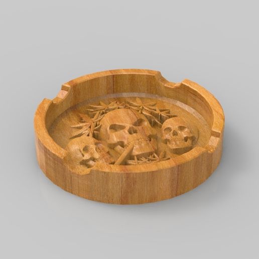 💀 Skull Ashtray, Cigar Tray Cnc Cut 3D Model File For CNC Router ...