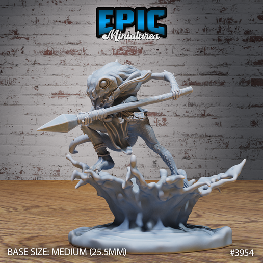 3D file Dark Fish Folk Attacking ‧ DnD Miniature ‧ Tabletop Miniatures ...