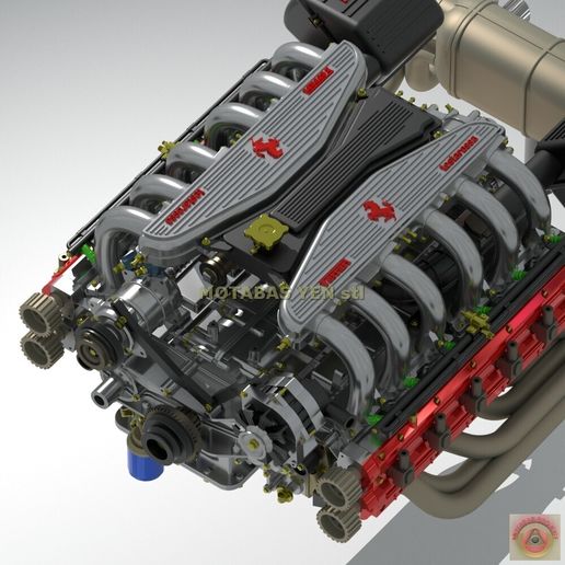 💭 FERRARI 512 TR - ENGINE・ STL File for 3D printing・Cults