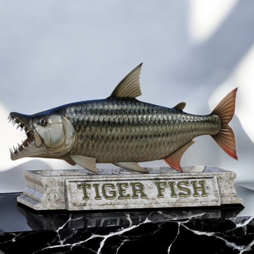 🐠 fish tigerfish / Hydrocynus goliath stone base detailed texture for ...