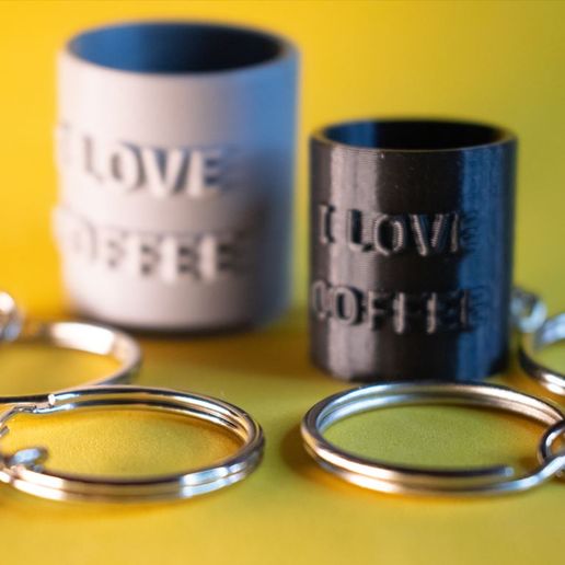 STL file I LOVE COFFEE keychain ️‍🔥 ・3D print object to download・Cults