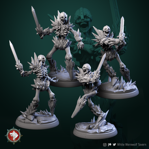 3D file Ice Skeletons set 4 miniatures 32mm pre-supported 🧊 ・3D ...