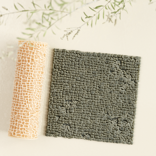 💍 Ruined Cobblestone Path Texture Roller・ STL File for 3D printing・Cults