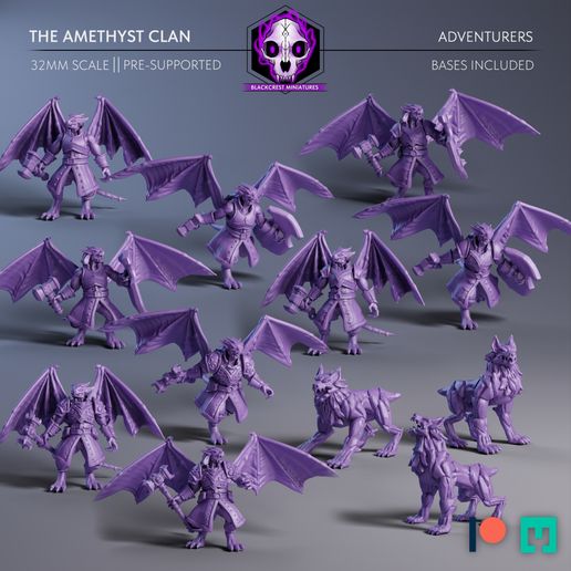 🎲 The Amythyst Clan | Adventurers・ 3D File for 3D printing・Cults