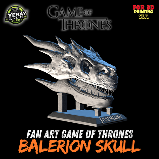 💀 Skull of Balerion the Black Terror from "Game of Thrones" - Epic SLA Print Replica・ STL File ...