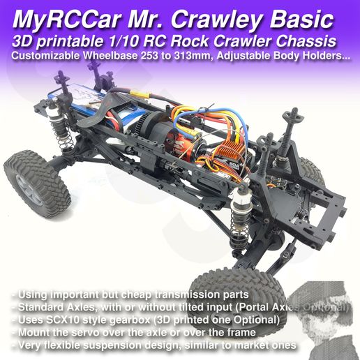 🪨 MyRCCar Mr. Crawley Basic. 1/10 RC Rock Crawler Chassis with ...