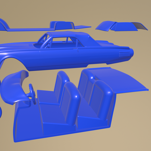 🚙 Ford Thunderbird 1961 PRINTABLE CAR IN SEPARATE PARTS・ STL File for ...