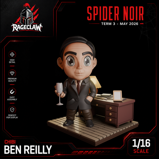 🕷️ Spider Noir - Ben Reilly - Chibi・ 3D File for 3D printing・Cults