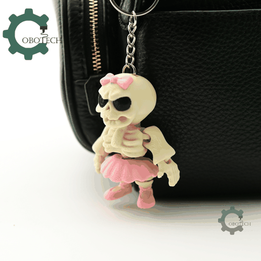 💀 Cobotech Grumpy Skeleton Ballerina Articulated Keychain - Cute ...