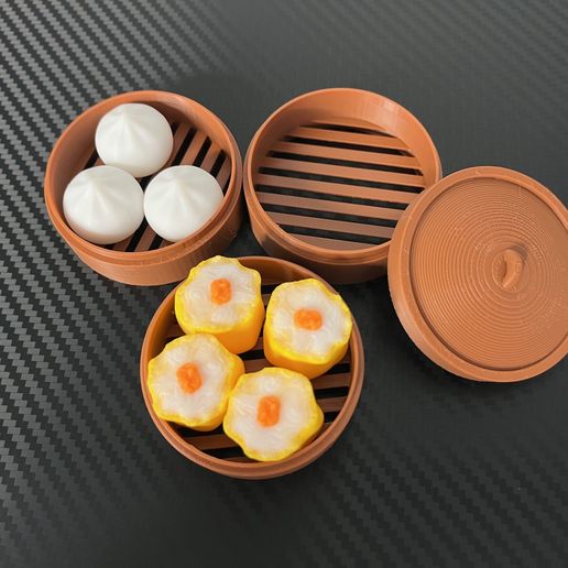 3D file Dim Sum with basket - food - Bun - SiuMai - chinese restaurant ...