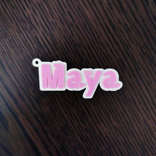 🗝️ Name keychain with hearts - Maya・Free 3MF File for 3D printing・Cults