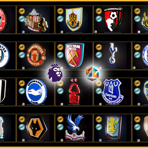 🏈 Premiere league teams logos pack STL, OBJ・ 3D File for 3D printing・Cults