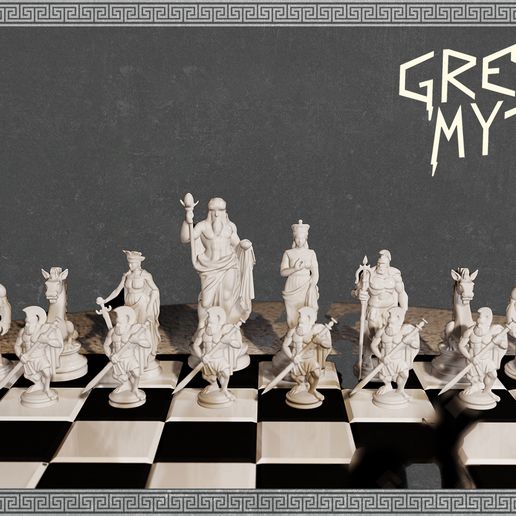 ♟️ 3D Chess Design - Greek Myth - HighPoly・ 3D File for 3D printing・Cults