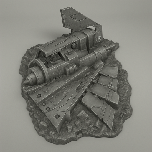 🚀 Sci-Fi Spaceship Crash Scene STL Model - Futuristic Wrecked Landing ...