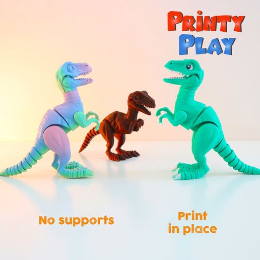 🐉 Friendly flexible raptor・ 3MF File for 3D printing・Cults