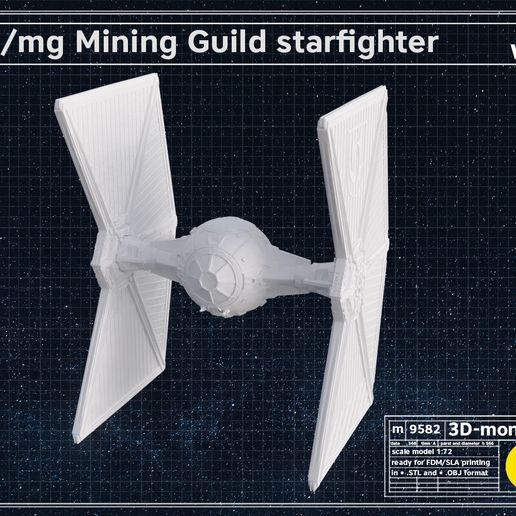 ⭐ TIE/mg Mining Guild starfighter・ 3D File for 3D printing・Cults