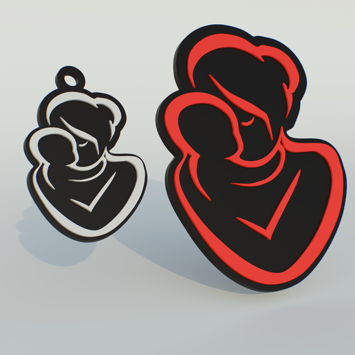 STL file Mother and child keychain + sign 🧒 ・Template to download and ...