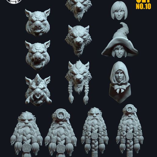 👤 Head Pack SET.10・ STL File for 3D printing・Cults