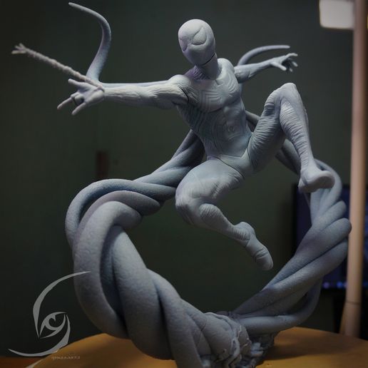 🦸‍♂️ SPIDER-MAN PS5 BLACK SUIT STATUE・ 3D File for 3D printing・Cults