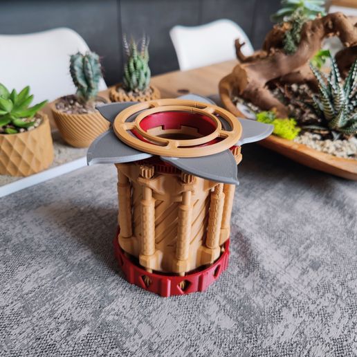 📦 Geared Iris Box Tower・ STL File for 3D printing・Cults