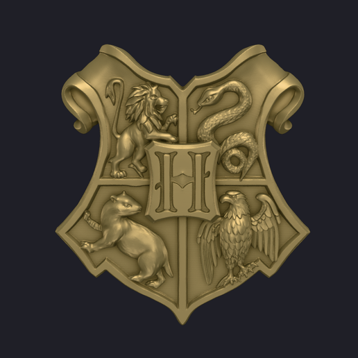 🏫 Hogwarts School Crest – Jewellery Ready Emblem・ STL ファイル（3Dプリント用）・Cults