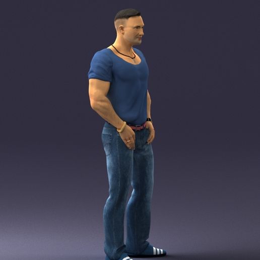 ♂️ 000424 Casual Muscular Male Character Standing Pose 3D Scan・ 3D File ...