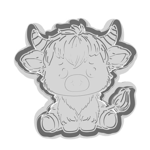 👶 Cute Baby Highland Cow Fondant Biscuit Cutter & Stamp・ 3D File for 3D ...