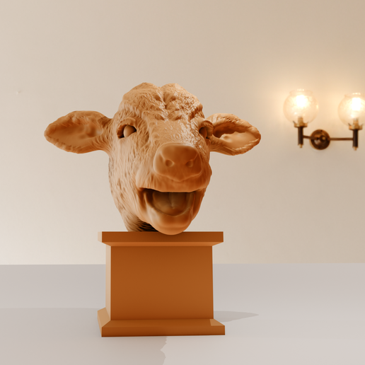 STL file cow calf head bust mouth open stl 🐄 ・3D printable model to ...