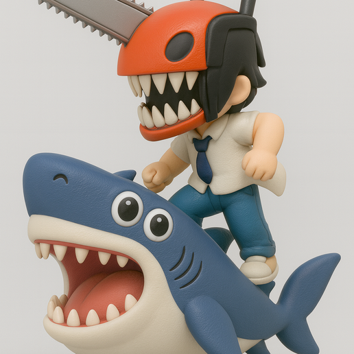 🪚 Chainsaw Man & Beam - Collectible 3D Chibi Figure (Anime Chainsaw Man ...