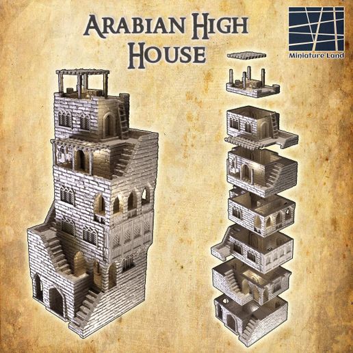 STL file Arabian High House 28 mm Tabletop Terrain 🏠 ・3D printable ...