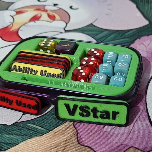🐉 [COMMERCIAL USE] Mini Tin Pokemon TCG dice Organizer Ability used Vstar combo・ 3MF File for 3D ...