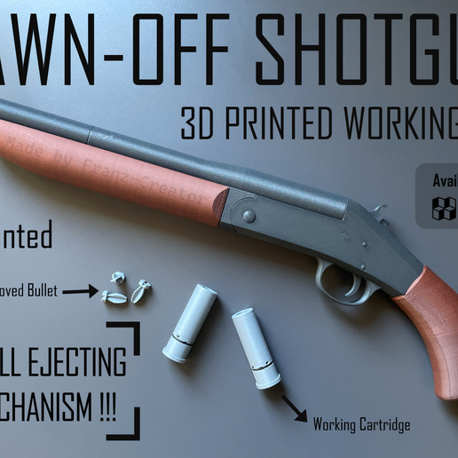 💯 Sawed-off shotgun 100% from 3D printer・ 3D File for 3D printing・Cults