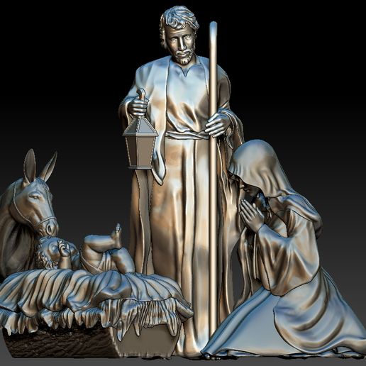 STL file Nativity Crib figures 3D print model HOLY FAMILY STATUE 🎄 (OBJ ...