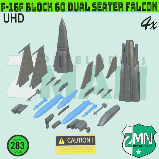 STL file F-16F BLOCK 60 Fighting Falcon V13 (4 IN1) ️ ・3D print object ...