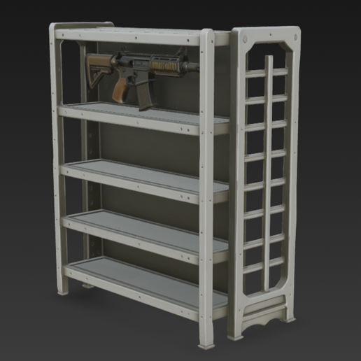 🆓 FREE - EMPTY WEAPON RACK - Sci-Fi Armory Storage - STL + OBJ (4K PBR ...