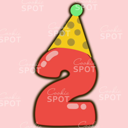 arquivo STL Number Two with a Party Hat Cookie Cutter 🥳 ・design de ...