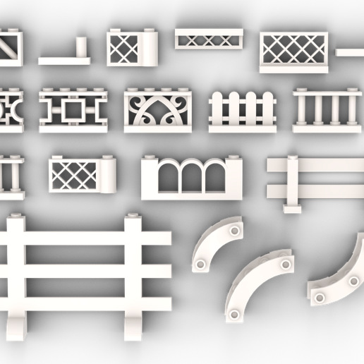 STL file PixelBricks3D - Fence Pack 🧱 (OBJ)・3D printing template to ...