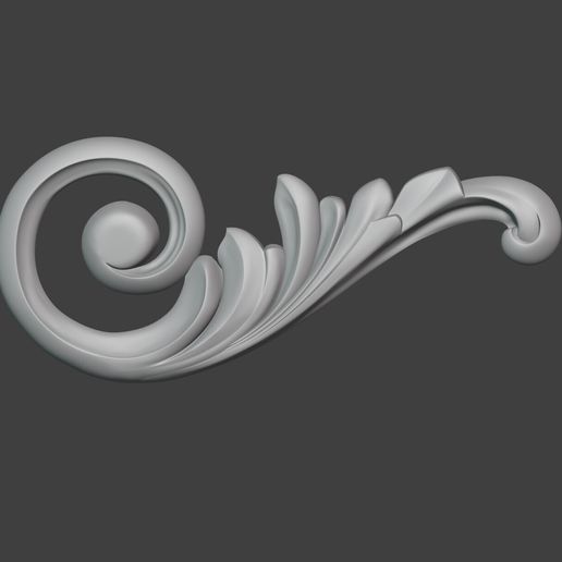 📜 Acanthus Scroll Ornament STL for CNC | Decorative Wood Carving ...