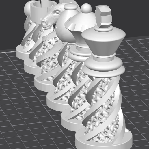 ♟️ CHESS SET PIECES SPIRAL LATTICE・ 3D File for 3D printing and CNC ...