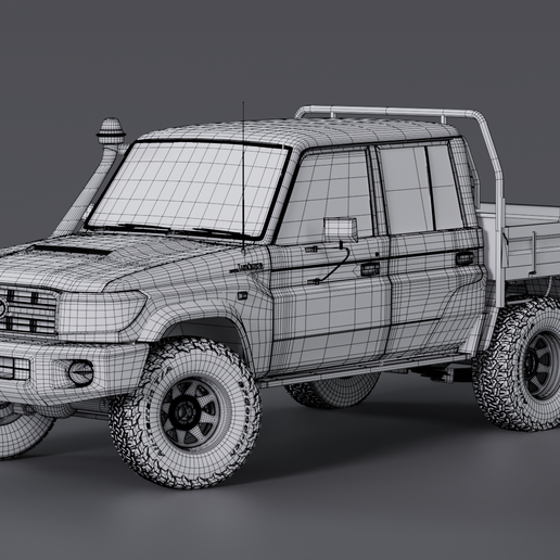 🚗 Toyota Land Cruiser 79 Series Dual Cab Stock・ OBJ File for ・Cults