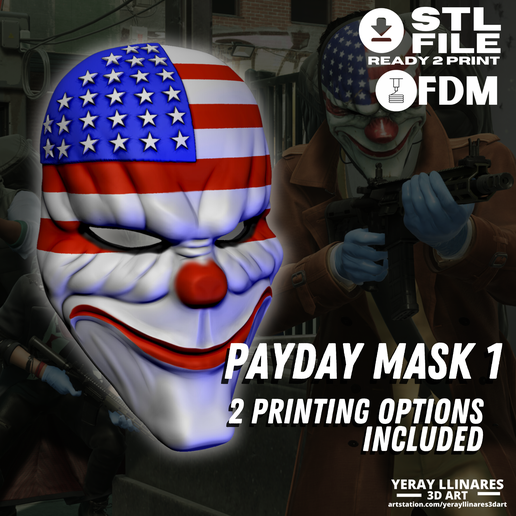 👾 Payday mask 1・Archivo STL para ・Cults