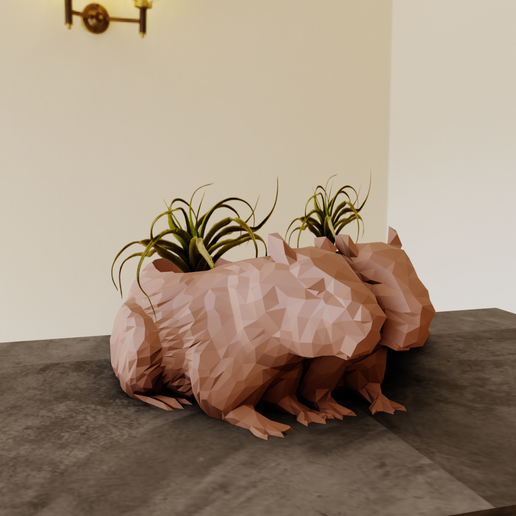 STL file Capybara couple planter pot flower vase low poly stl 🧑‍🤝‍🧑 ・3D ...