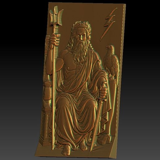👼 Zeus CNC Relief Model・ STL File for 3D printing・Cults