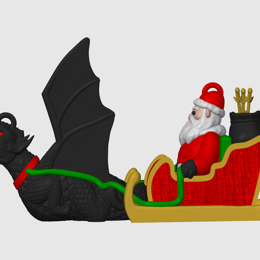 STL file Dragon Sleigh Christmas Ornament 🐉 (3MF)・Design to download ...