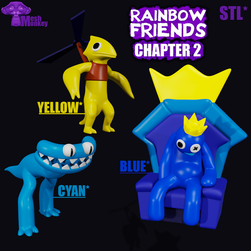🌈 MONSTERS FROM RAINBOW FRIENDS CHAPTER 2 ROBLOX・ STL File for ・Cults