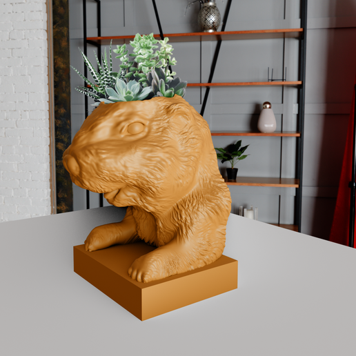 STL file beaver bust planter flower pot succulent vase STL 🦫 ・3D print ...