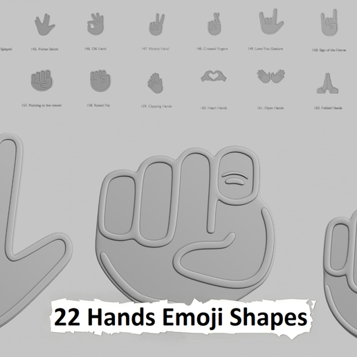 Hands Emoji Pack – 3D Printable (22 Unique Emojis)・ 3D File for 3D ...