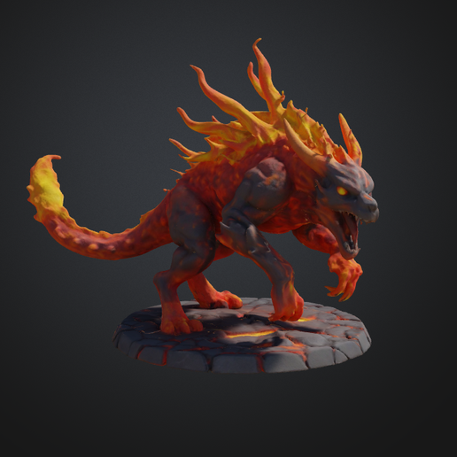 🔥 Fire elemental warg game rpg・ STL File for 3D printing・Cults